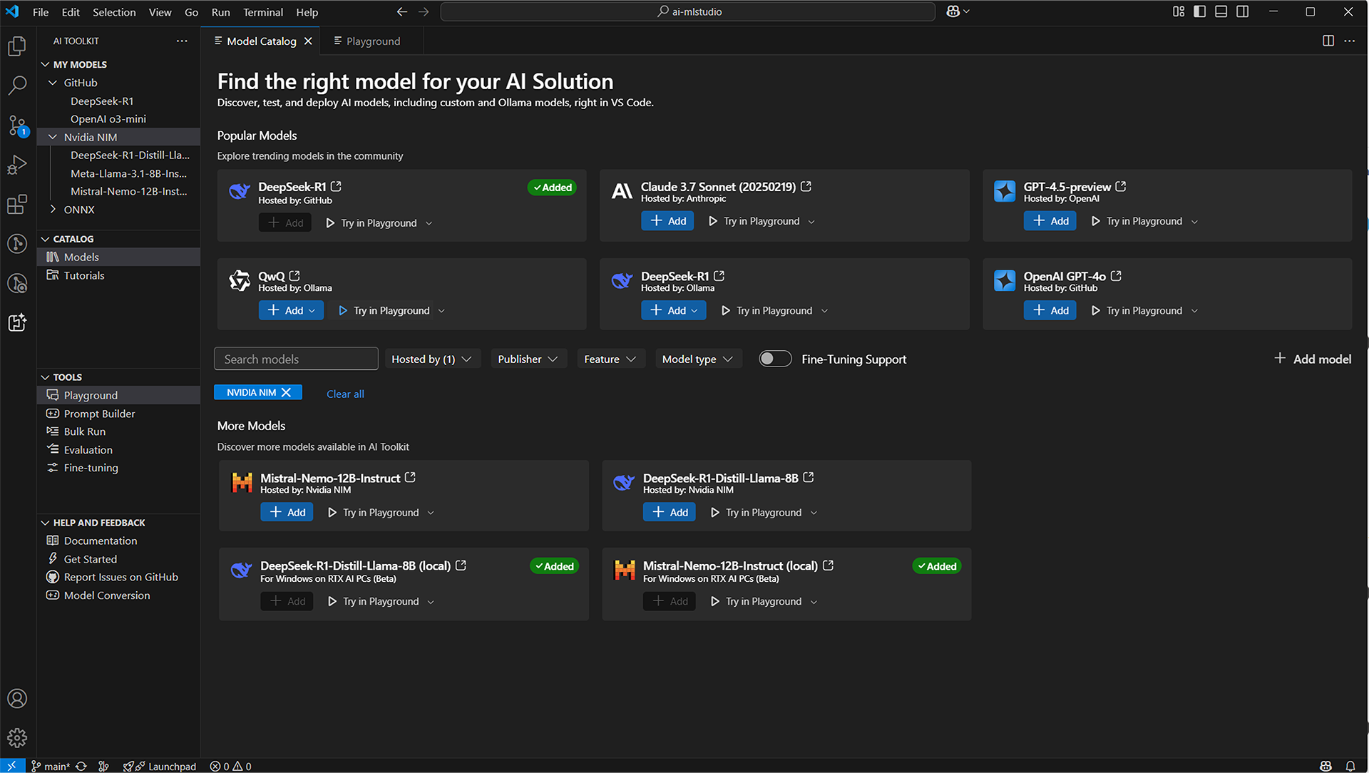 AI Toolkit for Visual Studio Code now supports NVIDIA NIM microservices ... AI Toolkit for Visual Studio Code now supports NVIDIA NIM microservices ...